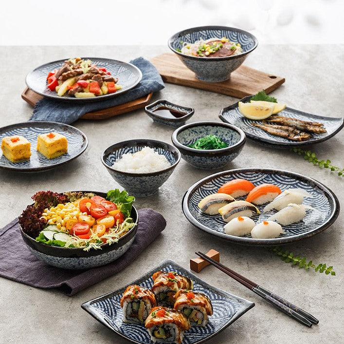 Japanese Blue Wave Seigaiha Ceramic Tableware | Handcrafted Dinnerware ...