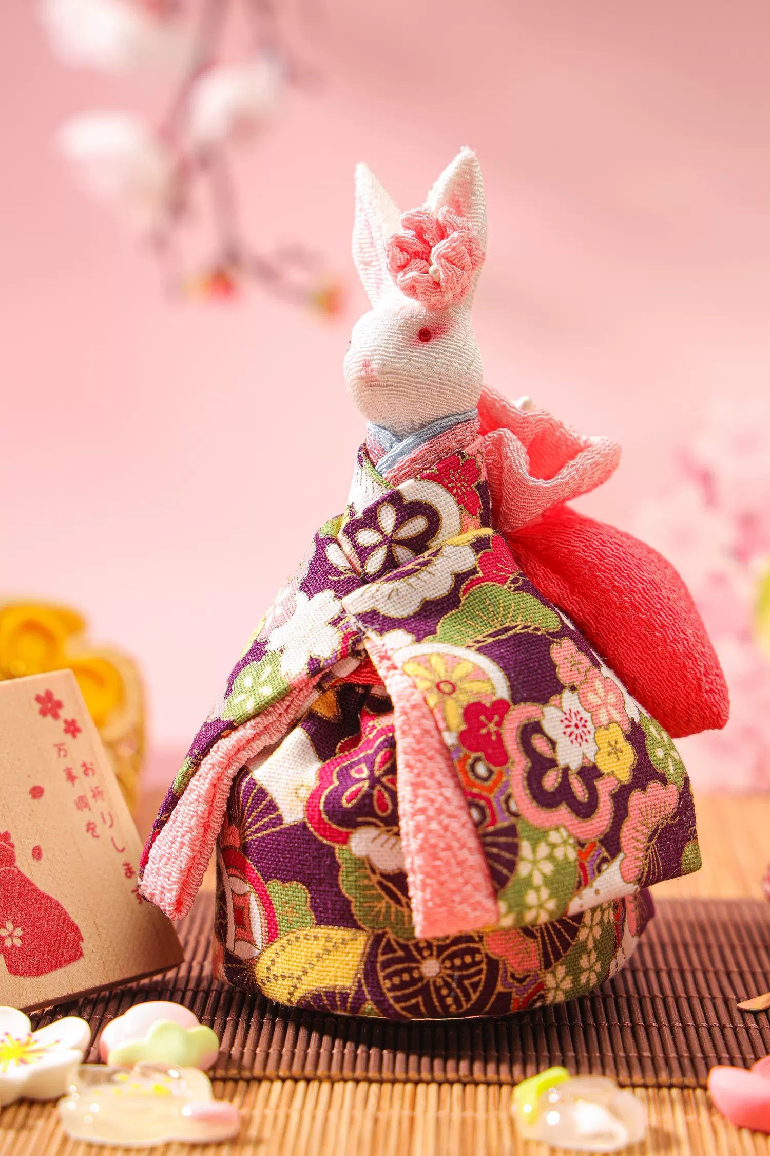 Handmade Kimono Rabbit Music Doll | Japanese Gift | Seigaihaya