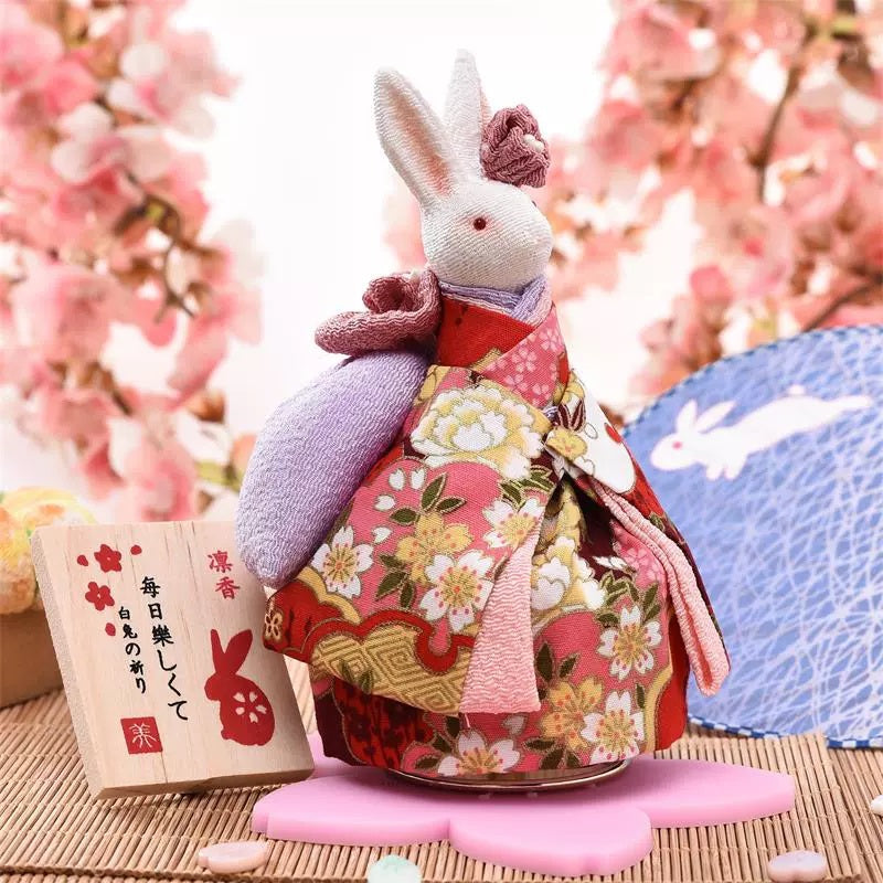Handmade Kimono Rabbit Music Doll | Japanese Gift | Seigaihaya