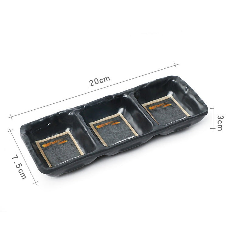 Gold Paint Brush Stroke Sauce Plates with Compartments | Traditional ...