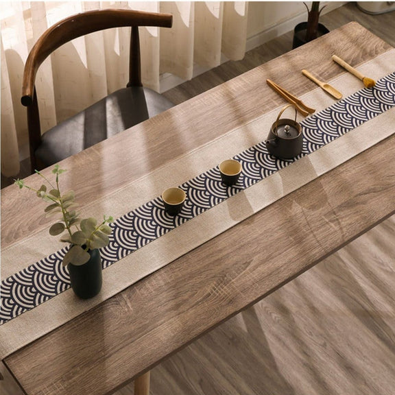 Zen Seigaiha Linen Table Runner – Seigaihaya