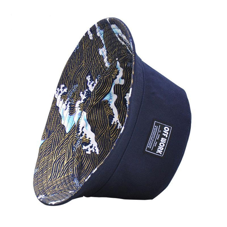 Blue and Red Reversible Great Wave Bucket Hat | Seigaihaya.com