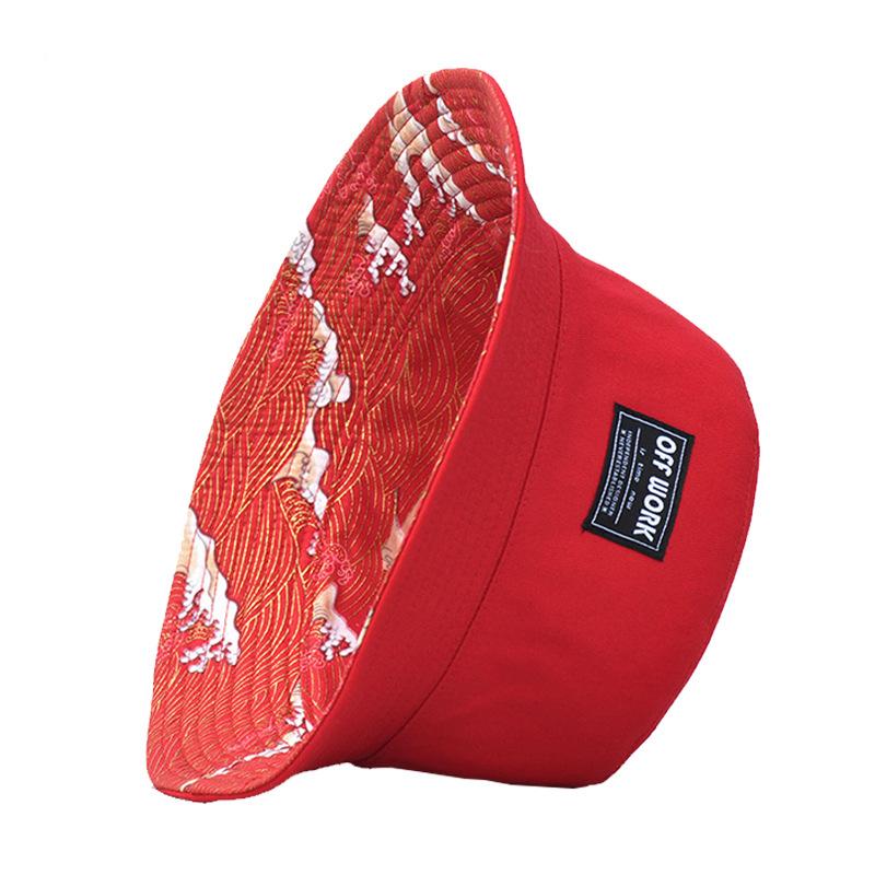 Blue and Red Reversible Great Wave Bucket Hat | Seigaihaya.com