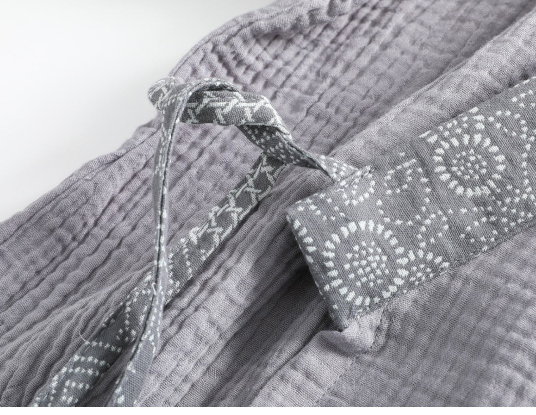 Patchwork Japanese Jinbei Long Sleeve Pajamas Set | Japanese Pajamas ...