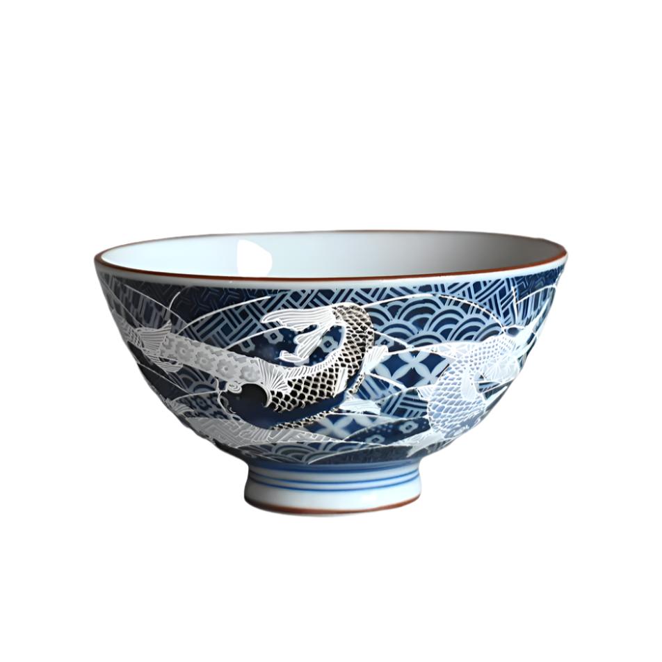 Legendary Creature Ceramic Rice Bowl [Koi] | Japanese Dinnerware ...