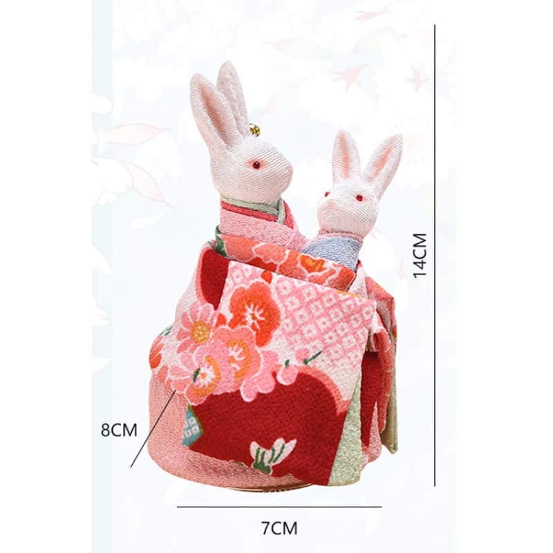 Parent and Child Kimono Rabbit Music Doll | Japanese Gift | Seigaihaya