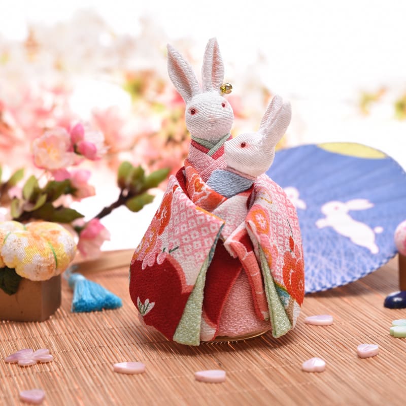 Parent and Child Kimono Rabbit Music Doll | Japanese Gift | Seigaihaya
