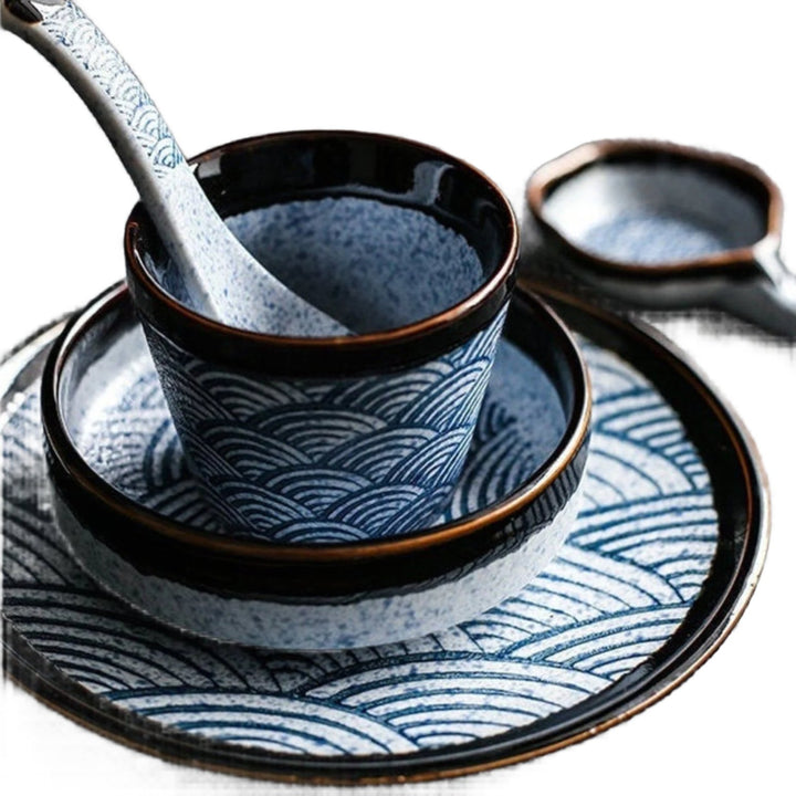 Japanese Blue Wave Seigaiha Ceramic Tableware | Handcrafted Dinnerware ...