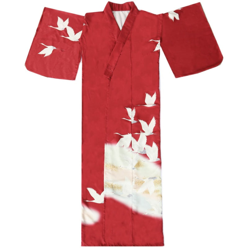 Women Classic Red Yukata and Obi Belt Set | Japanese Clothing Shop – Seigaihaya